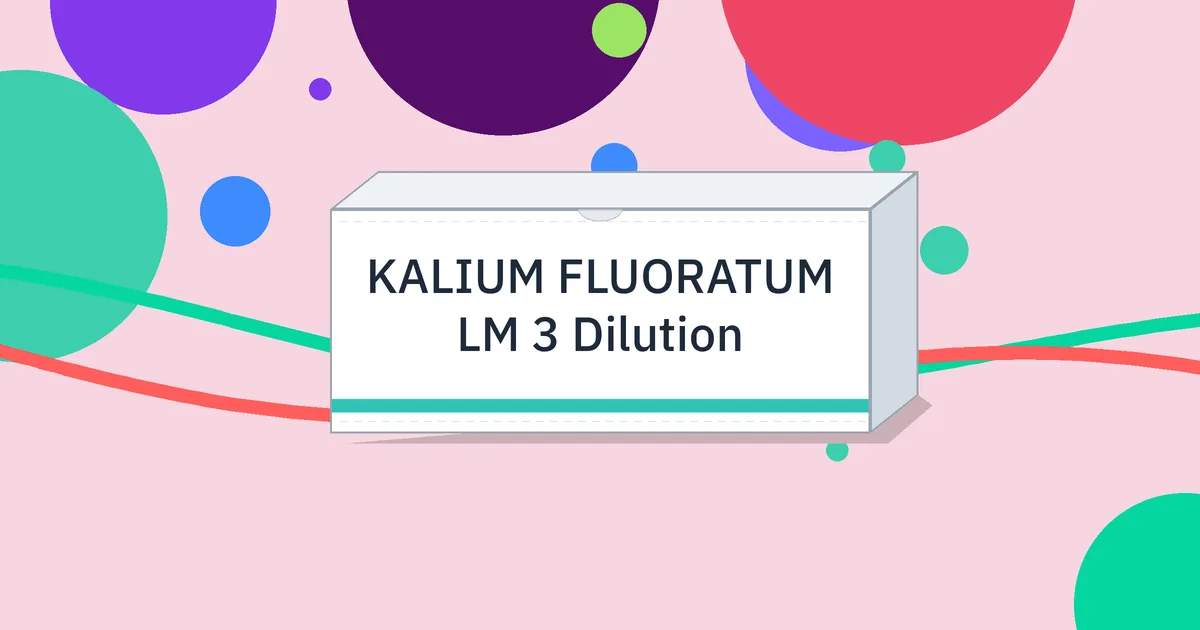Symbolbild: Packung mit der Aufschrift KALIUM FLUORATUM LM 3 Dilution (PZN 12921389) – Verfügbarkeit und Bezug in Apotheken in Frankfurt am Main