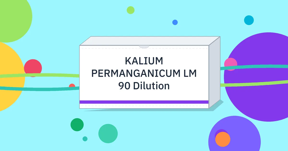Symbolbild: Packung mit der Aufschrift KALIUM PERMANGANICUM LM 90 Dilution (PZN 12924407) – Verfügbarkeit und Bezug in Apotheken in Frankfurt am Main