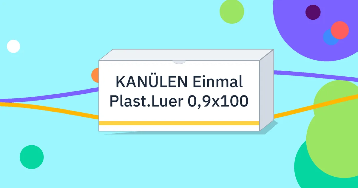 Symbolbild: Packung mit der Aufschrift KANÜLEN Einmal Plast.Luer 0,9x100 (PZN 02440418) – Verfügbarkeit und Bezug in Apotheken in Frankfurt am Main