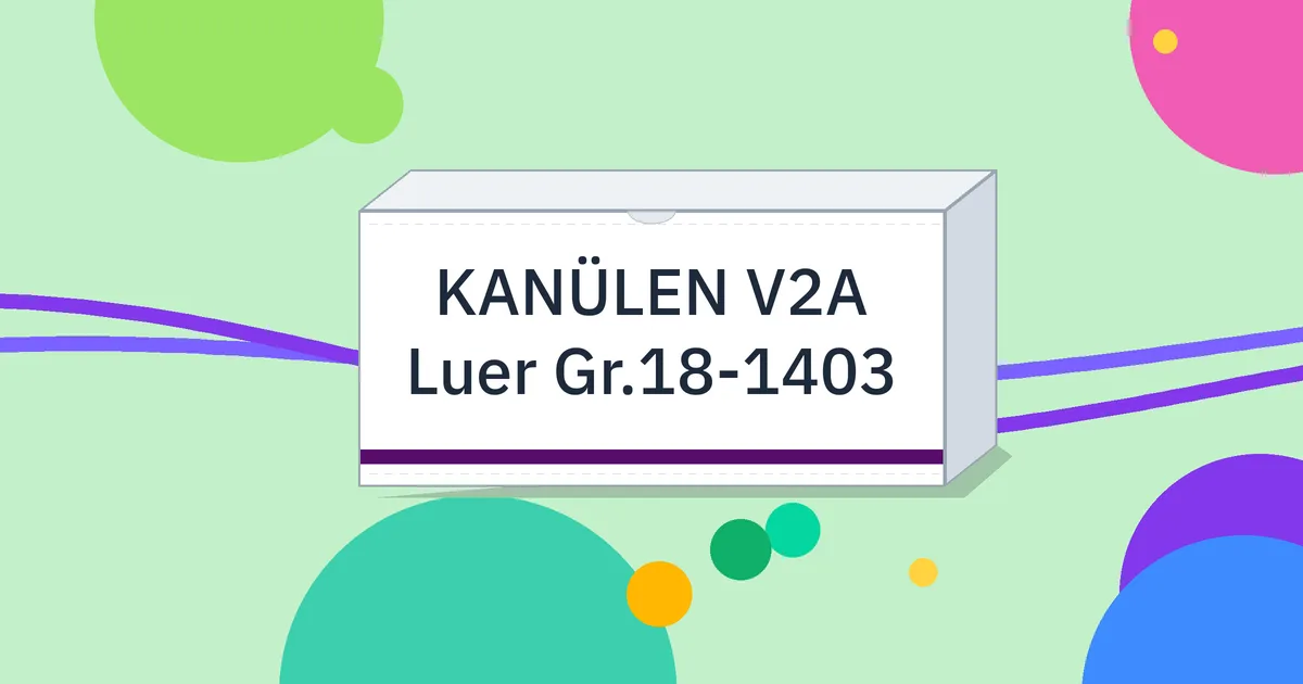 Symbolbild: Packung mit der Aufschrift KANÜLEN V2A Luer Gr.18-1403 (PZN 02439680) – Verfügbarkeit und Bezug in Apotheken in Frankfurt am Main