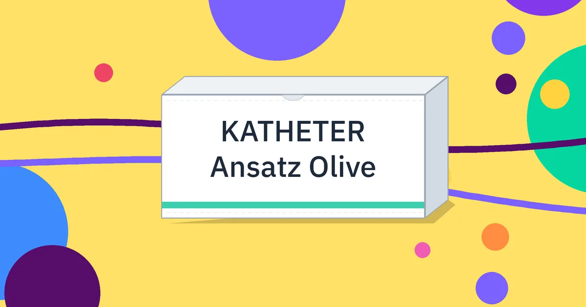 Symbolbild: Packung mit der Aufschrift KATHETER Ansatz Olive (PZN 02441694) – Verfügbarkeit und Bezug in Apotheken in Frankfurt am Main