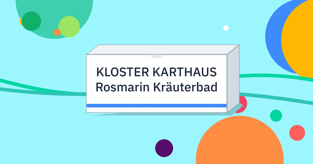 Symbolbild: Packung mit der Aufschrift KLOSTER KARTHAUS Rosmarin Kräuterbad (PZN 01528631) – Verfügbarkeit und Bezug in Apotheken in Frankfurt am Main