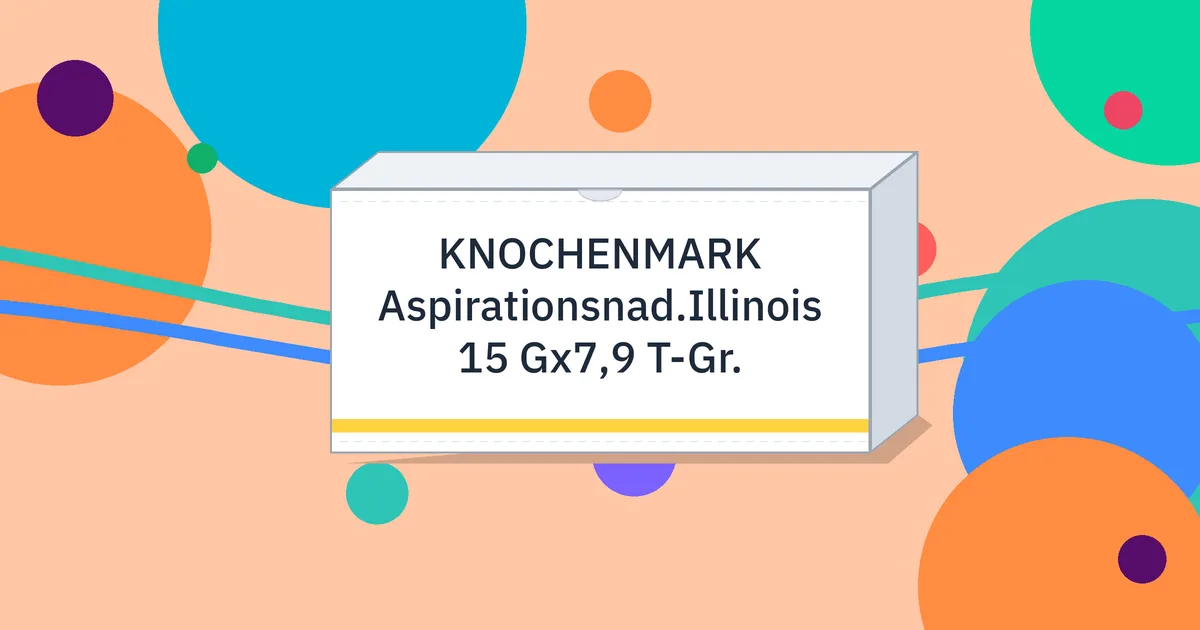 Symbolbild: Packung mit der Aufschrift KNOCHENMARK Aspirationsnad.Illinois 15 Gx7,9 T-Gr. (PZN 10554030) – Verfügbarkeit und Bezug in Apotheken in Frankfurt am Main