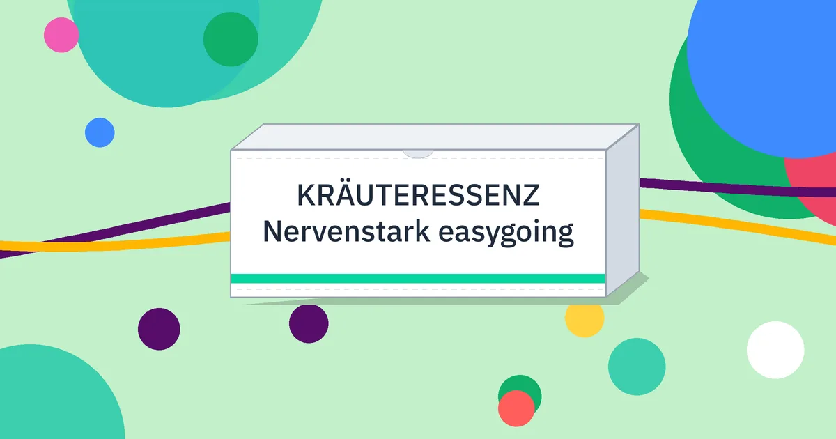 Symbolbild: Packung mit der Aufschrift KRÄUTERESSENZ Nervenstark easygoing (PZN 19861851) – Verfügbarkeit und Bezug in Apotheken in Frankfurt am Main