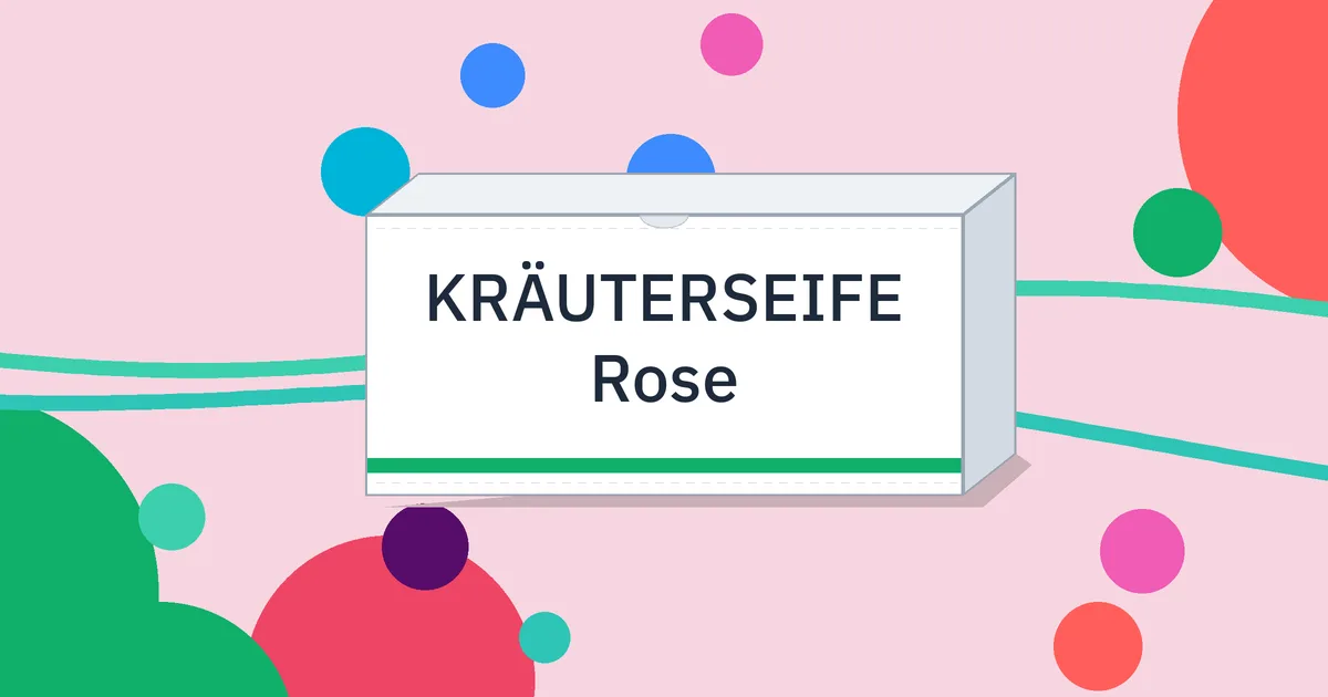 Symbolbild: Packung mit der Aufschrift KRÄUTERSEIFE Rose (PZN 05383276) – Verfügbarkeit und Bezug in Apotheken in Frankfurt am Main