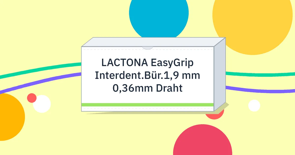 Symbolbild: Packung mit der Aufschrift LACTONA EasyGrip Interdent.Bür.1,9 mm 0,36mm Draht (PZN 00480129) – Verfügbarkeit und Bezug in Apotheken in Frankfurt am Main