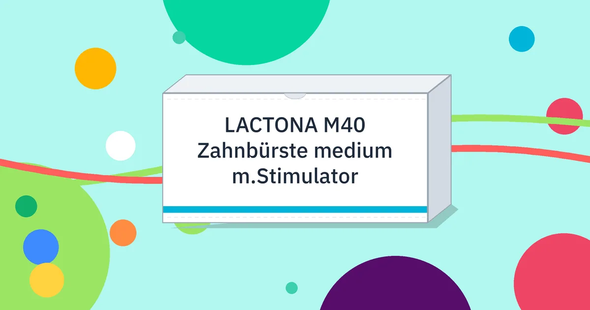 Symbolbild: Packung mit der Aufschrift LACTONA M40 Zahnbürste medium m.Stimulator (PZN 07234244) – Verfügbarkeit und Bezug in Apotheken in Frankfurt am Main