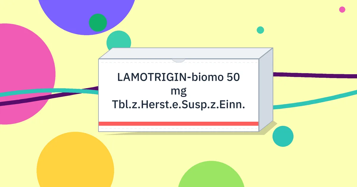 Symbolbild: Packung mit der Aufschrift LAMOTRIGIN-biomo 50 mg Tbl.z.Herst.e.Susp.z.Einn. (PZN 04345954) – Verfügbarkeit und Bezug in Apotheken in Frankfurt am Main