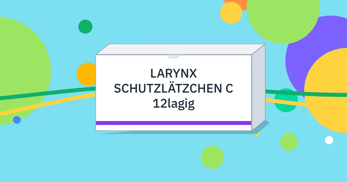 Symbolbild: Packung mit der Aufschrift LARYNX SCHUTZLÄTZCHEN C 12lagig (PZN 07308758) – Verfügbarkeit und Bezug in Apotheken in Frankfurt am Main