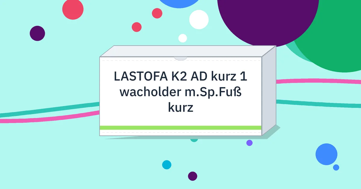 Symbolbild: Packung mit der Aufschrift LASTOFA K2 AD kurz 1 wacholder m.Sp.Fuß kurz (PZN 13799536) – Verfügbarkeit und Bezug in Apotheken in Frankfurt am Main