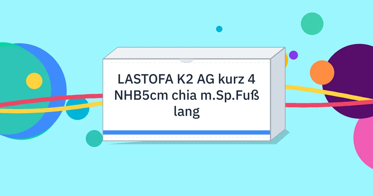Symbolbild: Packung mit der Aufschrift LASTOFA K2 AG kurz 4 NHB5cm chia m.Sp.Fuß lang (PZN 13805018) – Verfügbarkeit und Bezug in Apotheken in Frankfurt am Main