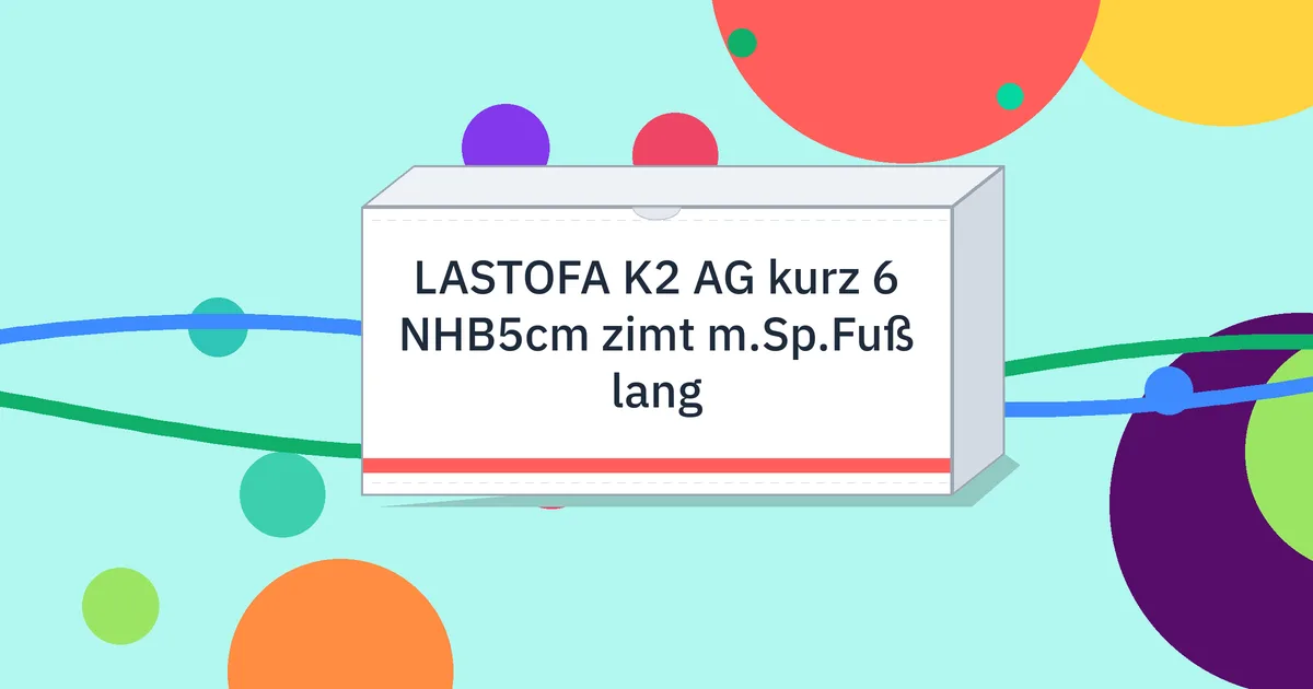 Symbolbild: Packung mit der Aufschrift LASTOFA K2 AG kurz 6 NHB5cm zimt m.Sp.Fuß lang (PZN 13807431) – Verfügbarkeit und Bezug in Apotheken in Frankfurt am Main