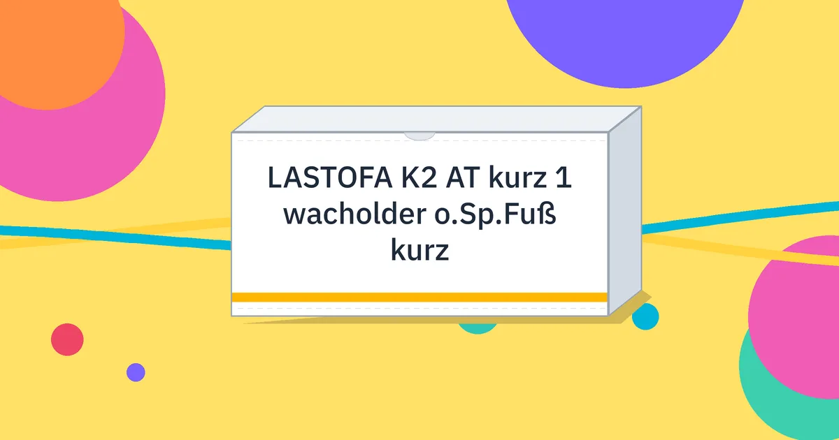 Symbolbild: Packung mit der Aufschrift LASTOFA K2 AT kurz 1 wacholder o.Sp.Fuß kurz (PZN 13808330) – Verfügbarkeit und Bezug in Apotheken in Frankfurt am Main