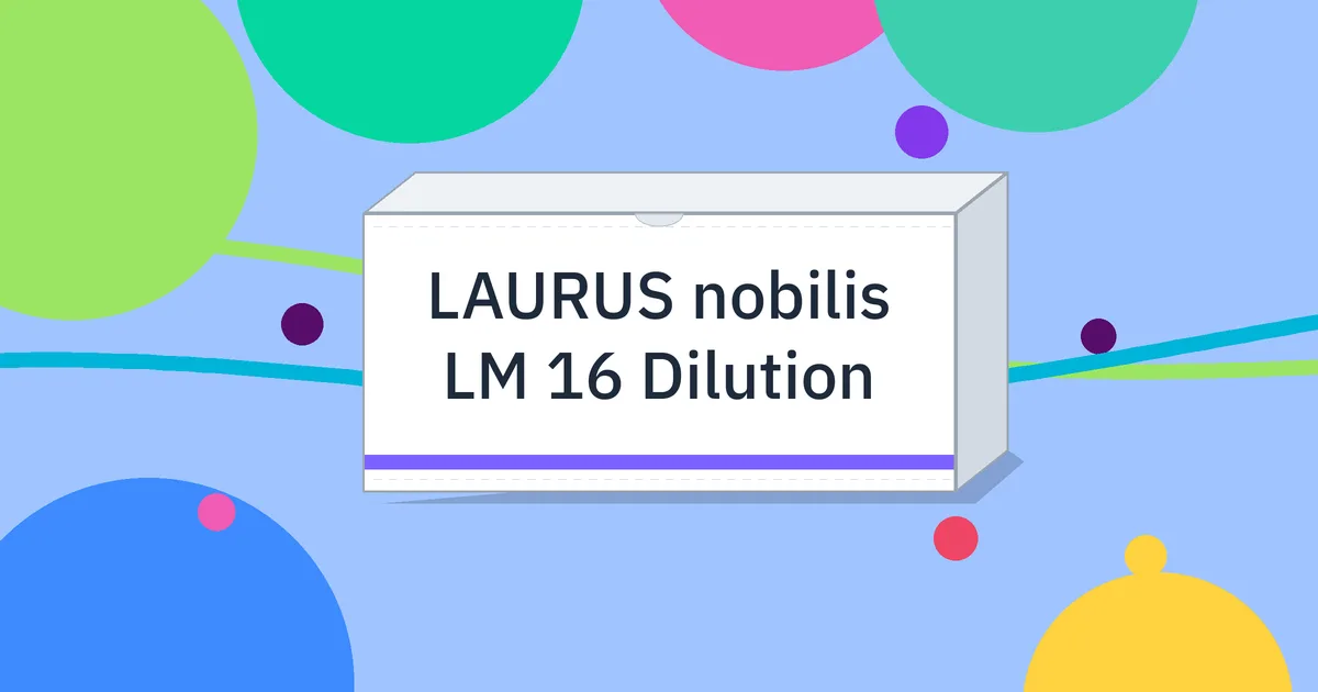 Symbolbild: Packung mit der Aufschrift LAURUS nobilis LM 16 Dilution (PZN 13524561) – Verfügbarkeit und Bezug in Apotheken in Frankfurt am Main
