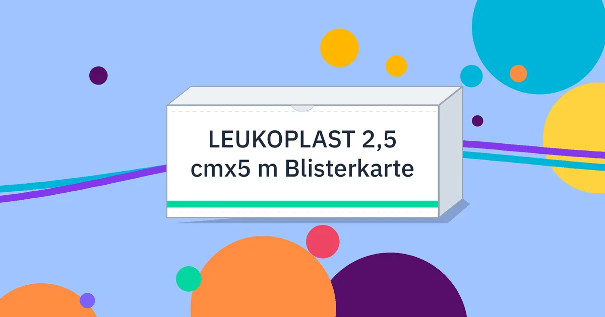 Symbolbild: Packung mit der Aufschrift LEUKOPLAST 2,5 cmx5 m Blisterkarte (PZN 05490606) – Verfügbarkeit und Bezug in Apotheken in Frankfurt am Main