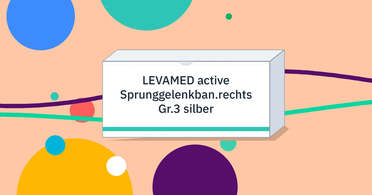 Symbolbild: Packung mit der Aufschrift LEVAMED active Sprunggelenkban.rechts Gr.3 silber (PZN 15294533) – Verfügbarkeit und Bezug in Apotheken in Frankfurt am Main