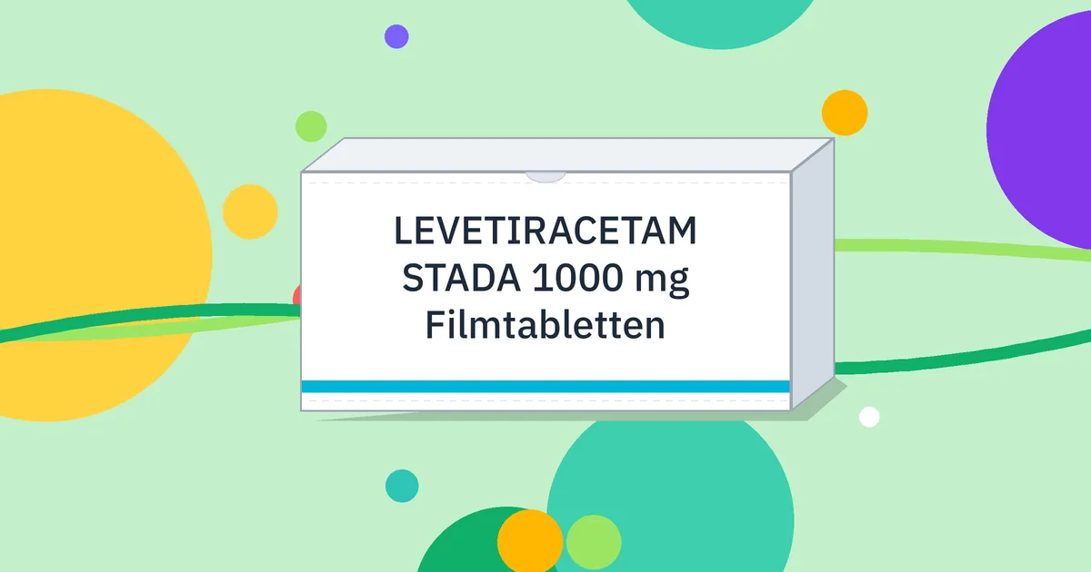Symbolbild: Packung mit der Aufschrift LEVETIRACETAM STADA 1000 mg Filmtabletten (PZN 09277915) – Verfügbarkeit und Bezug in Apotheken in Frankfurt am Main