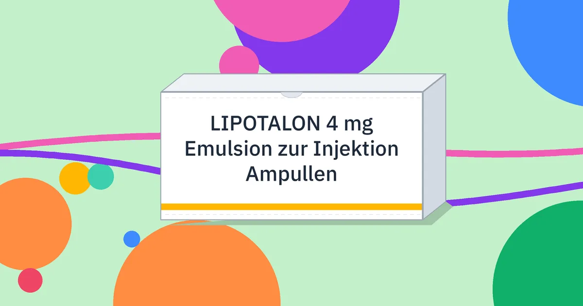 Symbolbild: Packung mit der Aufschrift LIPOTALON 4 mg Emulsion zur Injektion Ampullen (PZN 01467616) – Verfügbarkeit und Bezug in Apotheken in Frankfurt am Main
