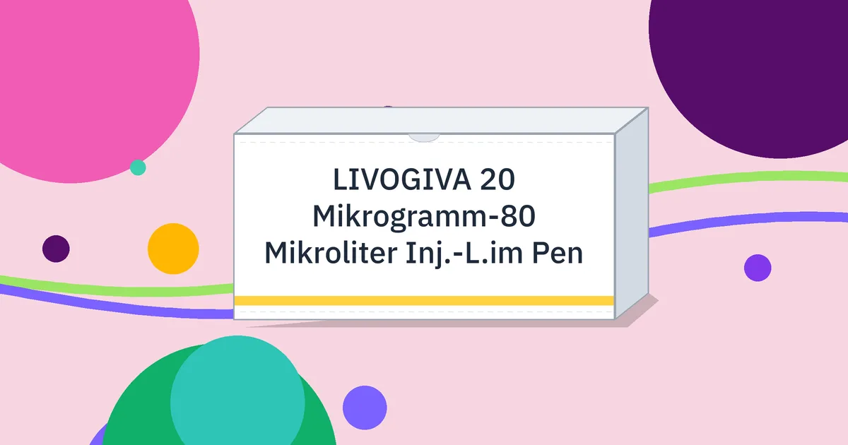 Symbolbild: Packung mit der Aufschrift LIVOGIVA 20 Mikrogramm-80 Mikroliter Inj.-L.im Pen (PZN 19375814) – Verfügbarkeit und Bezug in Apotheken in Frankfurt am Main