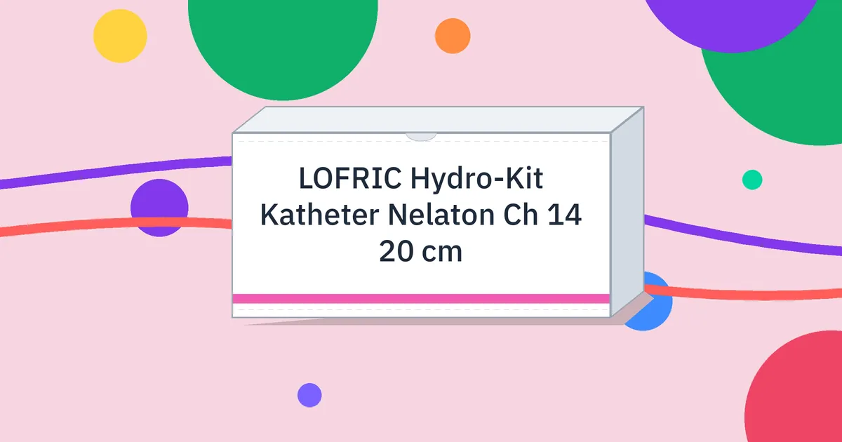 Symbolbild: Packung mit der Aufschrift LOFRIC Hydro-Kit Katheter Nelaton Ch 14 20 cm (PZN 17153647) – Verfügbarkeit und Bezug in Apotheken in Frankfurt am Main