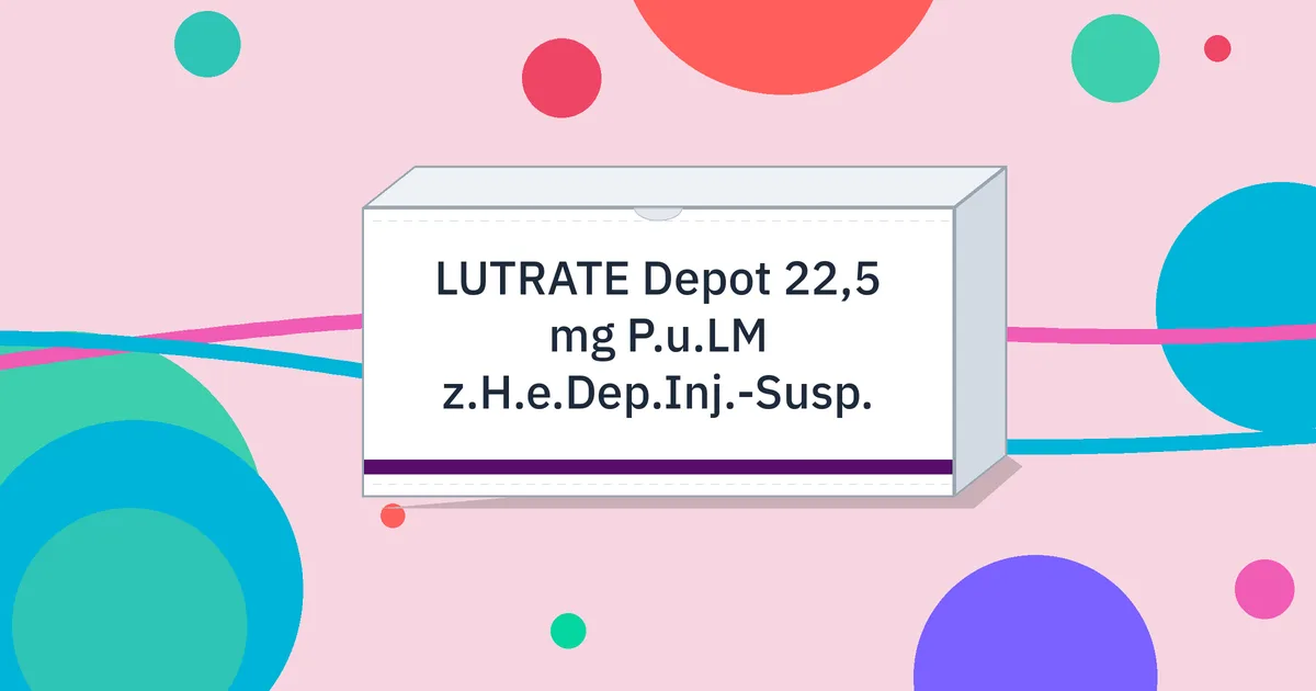 Symbolbild: Packung mit der Aufschrift LUTRATE Depot 22,5 mg P.u.LM z.H.e.Dep.Inj.-Susp. (PZN 18003387) – Verfügbarkeit und Bezug in Apotheken in Frankfurt am Main