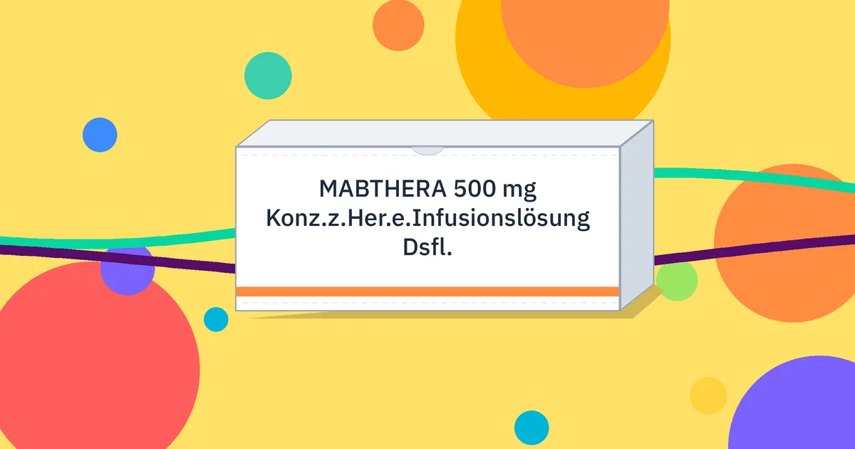 Symbolbild: Packung mit der Aufschrift MABTHERA 500 mg Konz.z.Her.e.Infusionslösung Dsfl. (PZN 03222540) – Verfügbarkeit und Bezug in Apotheken in Frankfurt am Main