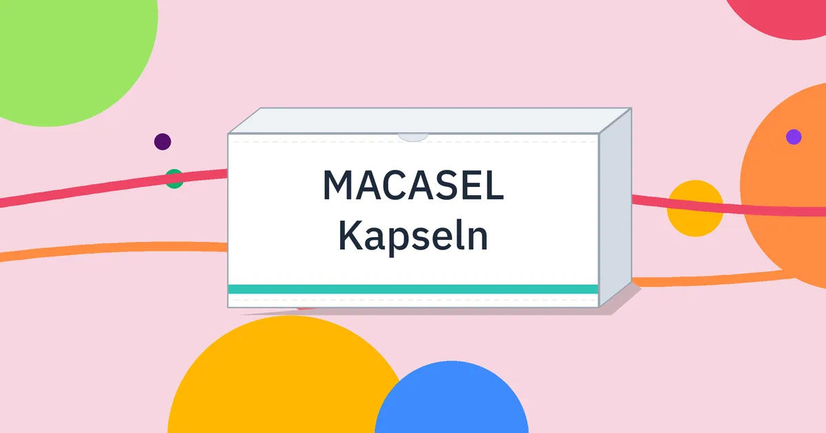 Symbolbild: Packung mit der Aufschrift MACASEL Kapseln (PZN 03129740) – Verfügbarkeit und Bezug in Apotheken in Frankfurt am Main