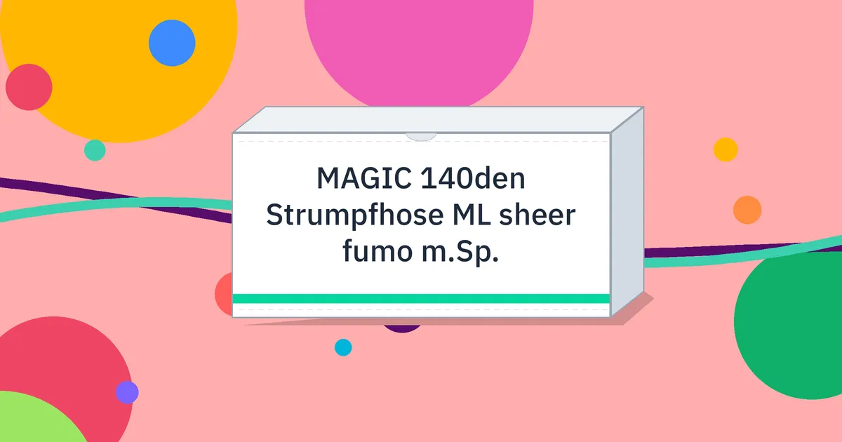 Symbolbild: Packung mit der Aufschrift MAGIC 140den Strumpfhose ML sheer fumo m.Sp. (PZN 16181831) – Verfügbarkeit und Bezug in Apotheken in Frankfurt am Main