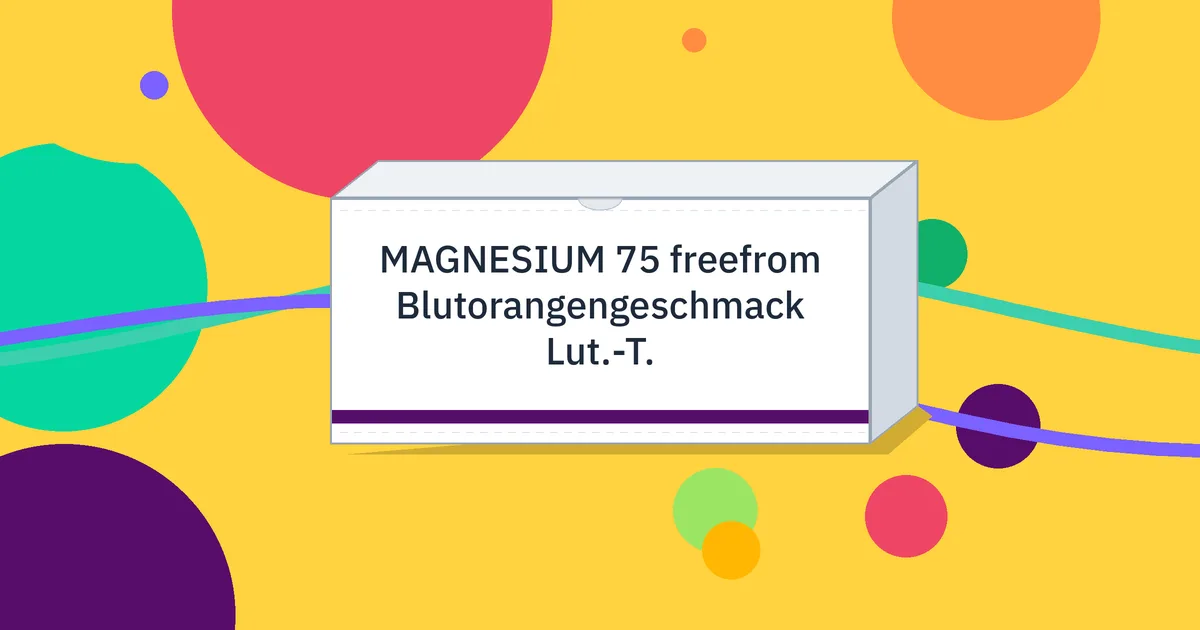 Symbolbild: Packung mit der Aufschrift MAGNESIUM 75 freefrom Blutorangengeschmack Lut.-T. (PZN 11239282) – Verfügbarkeit und Bezug in Apotheken in Frankfurt am Main