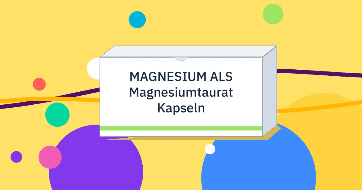 Symbolbild: Packung mit der Aufschrift MAGNESIUM ALS Magnesiumtaurat Kapseln (PZN 18815234) – Verfügbarkeit und Bezug in Apotheken in Frankfurt am Main