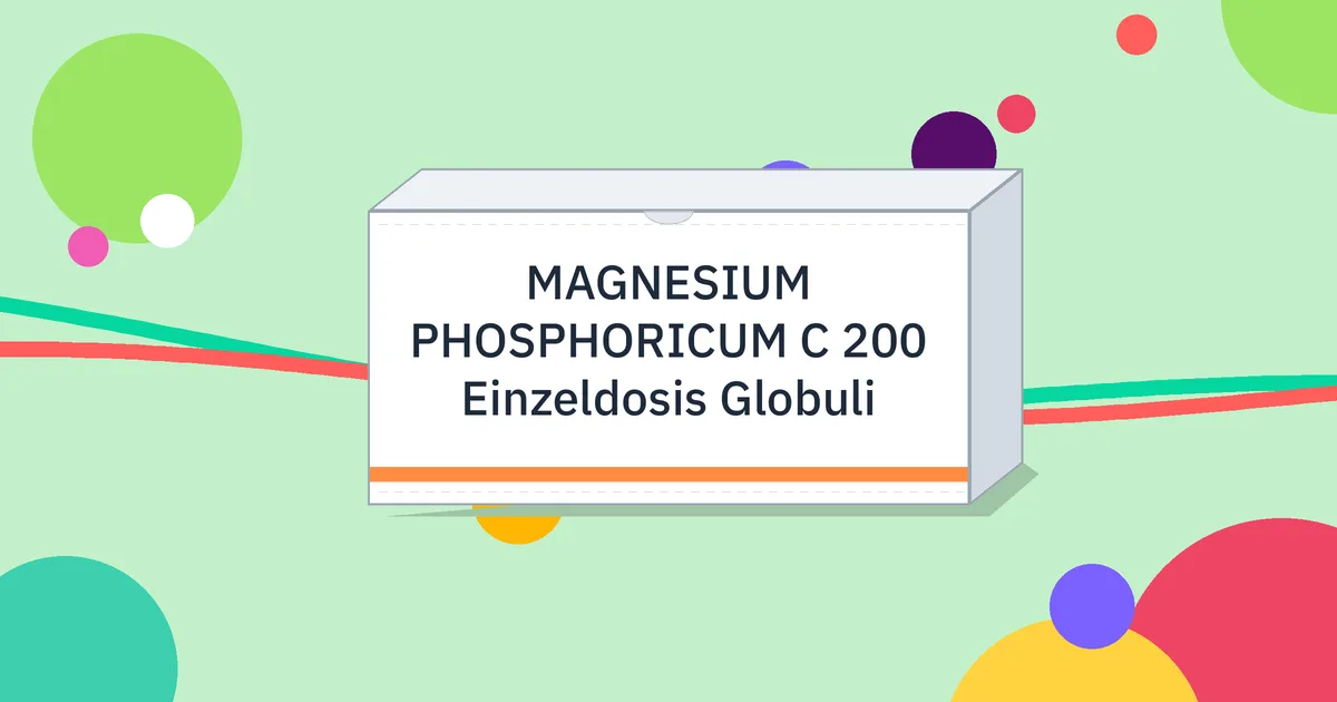 Symbolbild: Packung mit der Aufschrift MAGNESIUM PHOSPHORICUM C 200 Einzeldosis Globuli (PZN 01543719) – Verfügbarkeit und Bezug in Apotheken in Frankfurt am Main