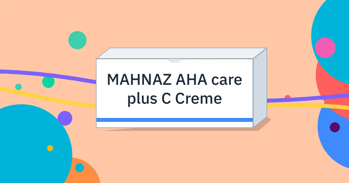 Symbolbild: Packung mit der Aufschrift MAHNAZ AHA care plus C Creme (PZN 00248496) – Verfügbarkeit und Bezug in Apotheken in Frankfurt am Main