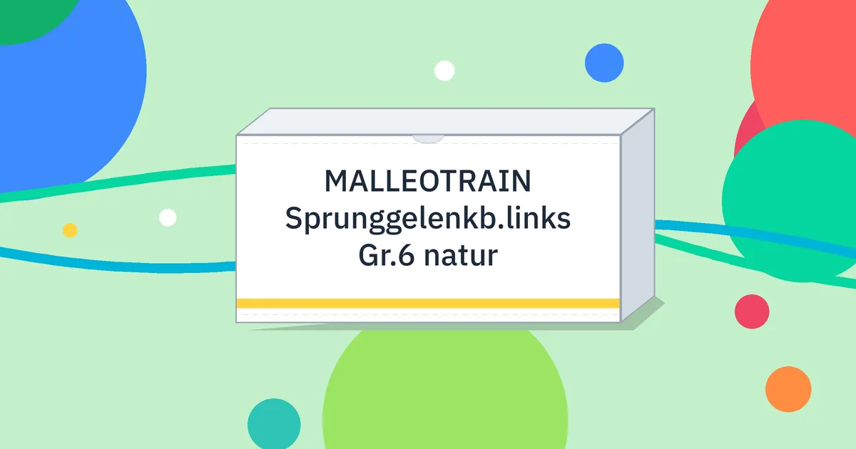 Symbolbild: Packung mit der Aufschrift MALLEOTRAIN Sprunggelenkb.links Gr.6 natur (PZN 01283833) – Verfügbarkeit und Bezug in Apotheken in Frankfurt am Main