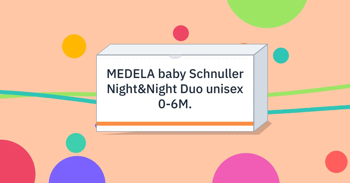 Symbolbild: Packung mit der Aufschrift MEDELA baby Schnuller Night&Night Duo unisex 0-6M. (PZN 18031395) – Verfügbarkeit und Bezug in Apotheken in Frankfurt am Main