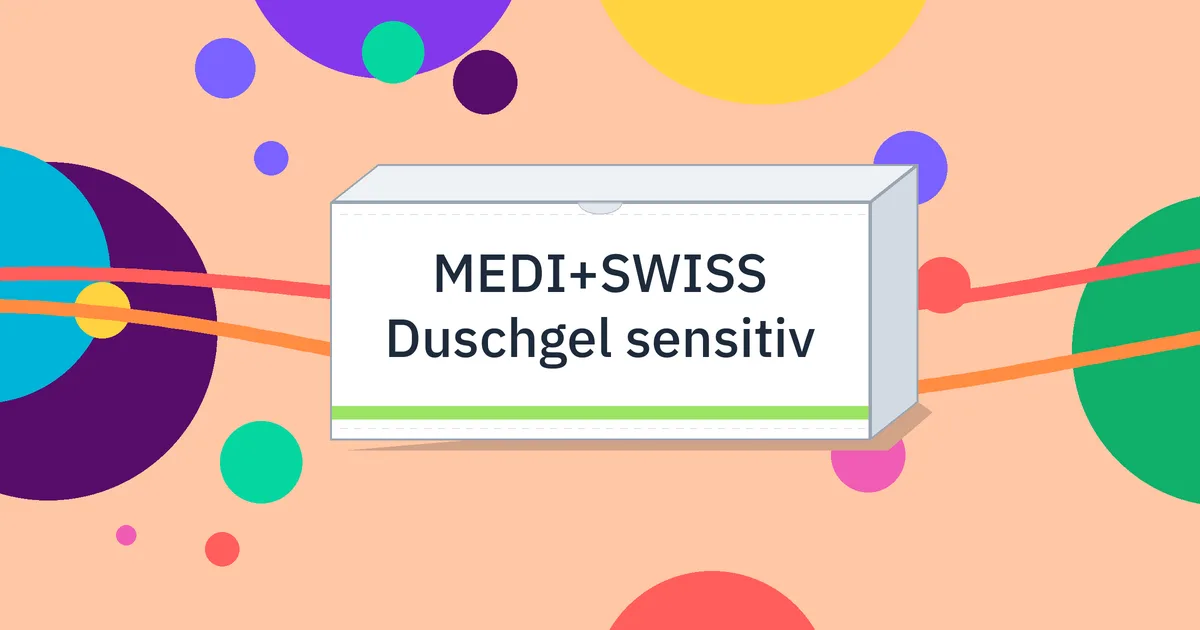 Symbolbild: Packung mit der Aufschrift MEDI+SWISS Duschgel sensitiv (PZN 20649518) – Verfügbarkeit und Bezug in Apotheken in Frankfurt am Main