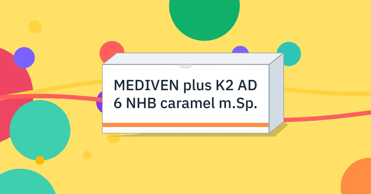Symbolbild: Packung mit der Aufschrift MEDIVEN plus K2 AD 6 NHB caramel m.Sp. (PZN 15937385) – Verfügbarkeit und Bezug in Apotheken in Frankfurt am Main