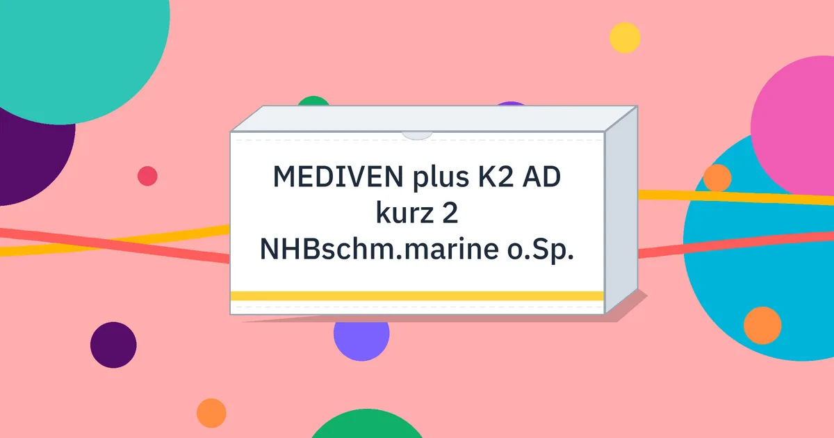 Symbolbild: Packung mit der Aufschrift MEDIVEN plus K2 AD kurz 2 NHBschm.marine o.Sp. (PZN 15927085) – Verfügbarkeit und Bezug in Apotheken in Frankfurt am Main