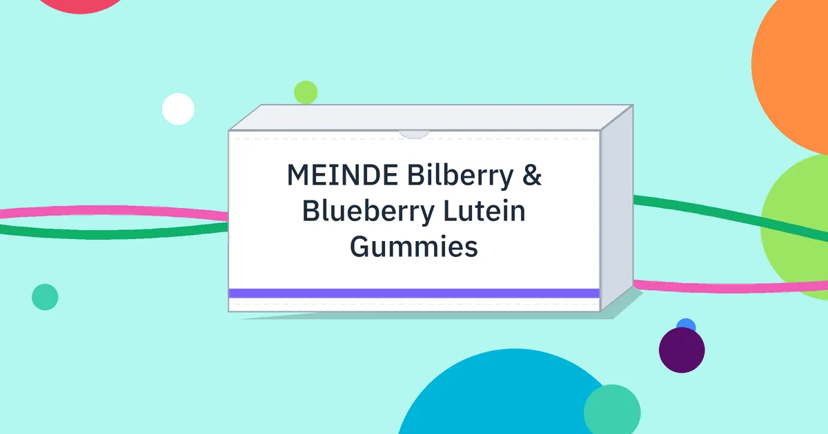 Symbolbild: Packung mit der Aufschrift MEINDE Bilberry & Blueberry Lutein Gummies (PZN 20107757) – Verfügbarkeit und Bezug in Apotheken in Frankfurt am Main
