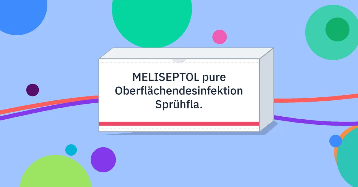 Symbolbild: Packung mit der Aufschrift MELISEPTOL pure Oberflächendesinfektion Sprühfla. (PZN 19396727) – Verfügbarkeit und Bezug in Apotheken in Frankfurt am Main