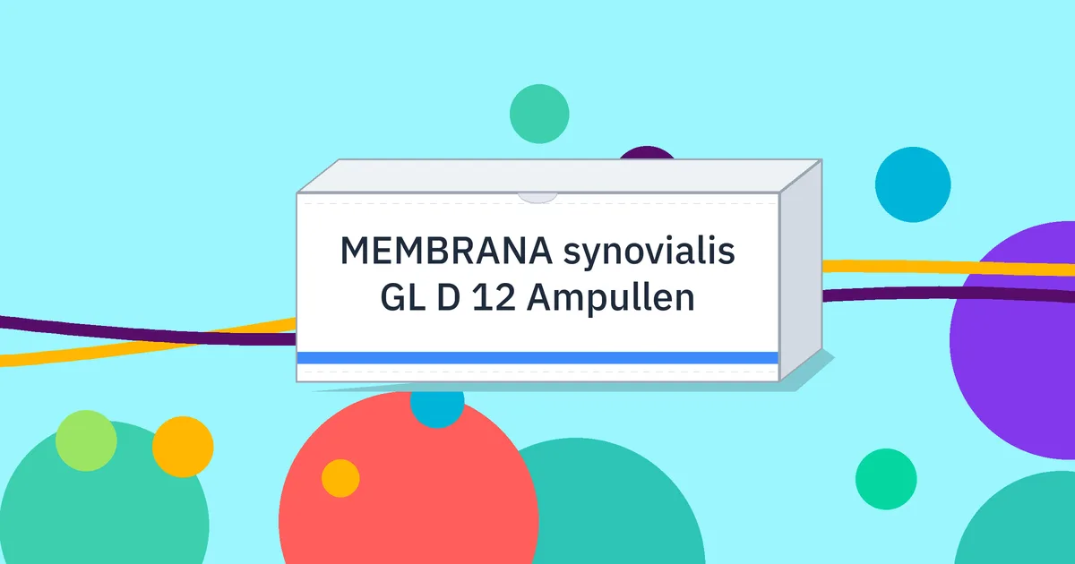 Symbolbild: Packung mit der Aufschrift MEMBRANA synovialis GL D 12 Ampullen (PZN 03356022) – Verfügbarkeit und Bezug in Apotheken in Frankfurt am Main