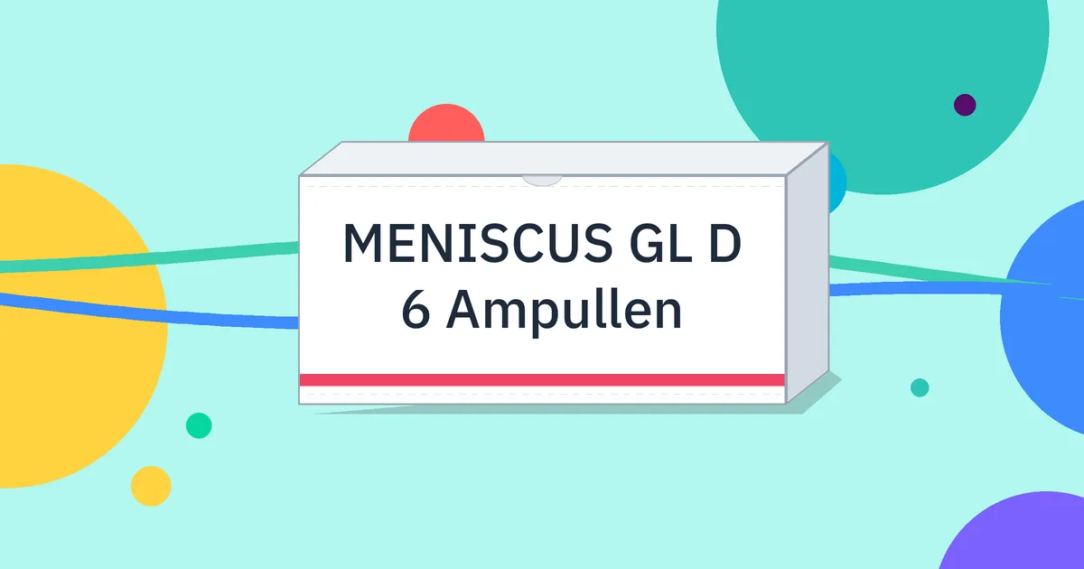 Symbolbild: Packung mit der Aufschrift MENISCUS GL D 6 Ampullen (PZN 02936444) – Verfügbarkeit und Bezug in Apotheken in Frankfurt am Main