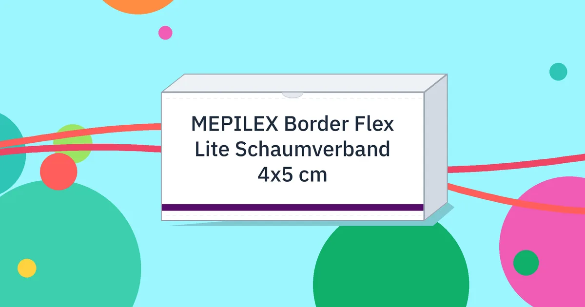 Symbolbild: Packung mit der Aufschrift MEPILEX Border Flex Lite Schaumverband 4x5 cm (PZN 17565901) – Verfügbarkeit und Bezug in Apotheken in Frankfurt am Main