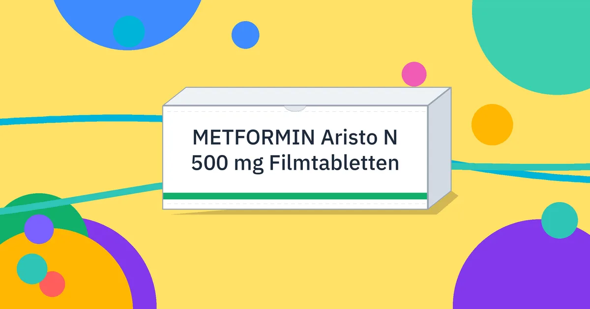 Symbolbild: Packung mit der Aufschrift METFORMIN Aristo N 500 mg Filmtabletten (PZN 05510846) – Verfügbarkeit und Bezug in Apotheken in Frankfurt am Main