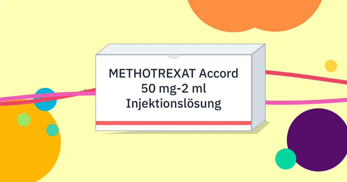 Symbolbild: Packung mit der Aufschrift METHOTREXAT Accord 50 mg-2 ml Injektionslösung (PZN 10048278) – Verfügbarkeit und Bezug in Apotheken in Frankfurt am Main