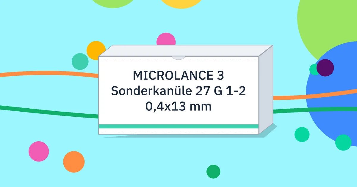 Symbolbild: Packung mit der Aufschrift MICROLANCE 3 Sonderkanüle 27 G 1-2 0,4x13 mm (PZN 09396293) – Verfügbarkeit und Bezug in Apotheken in Frankfurt am Main