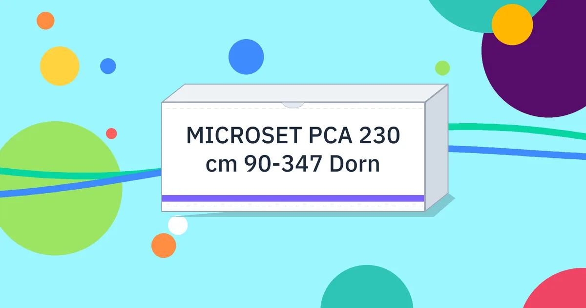 Symbolbild: Packung mit der Aufschrift MICROSET PCA 230 cm 90-347 Dorn (PZN 18448847) – Verfügbarkeit und Bezug in Apotheken in Frankfurt am Main