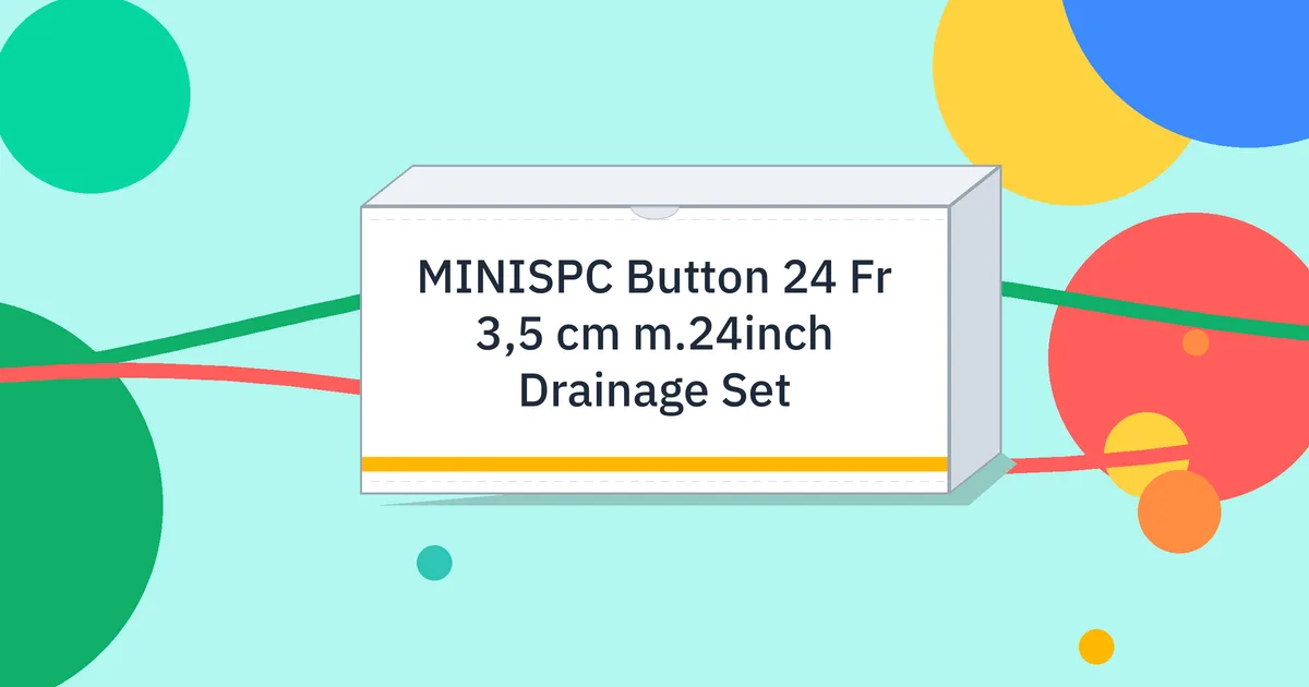 Symbolbild: Packung mit der Aufschrift MINISPC Button 24 Fr 3,5 cm m.24inch Drainage Set (PZN 20822543) – Verfügbarkeit und Bezug in Apotheken in Frankfurt am Main