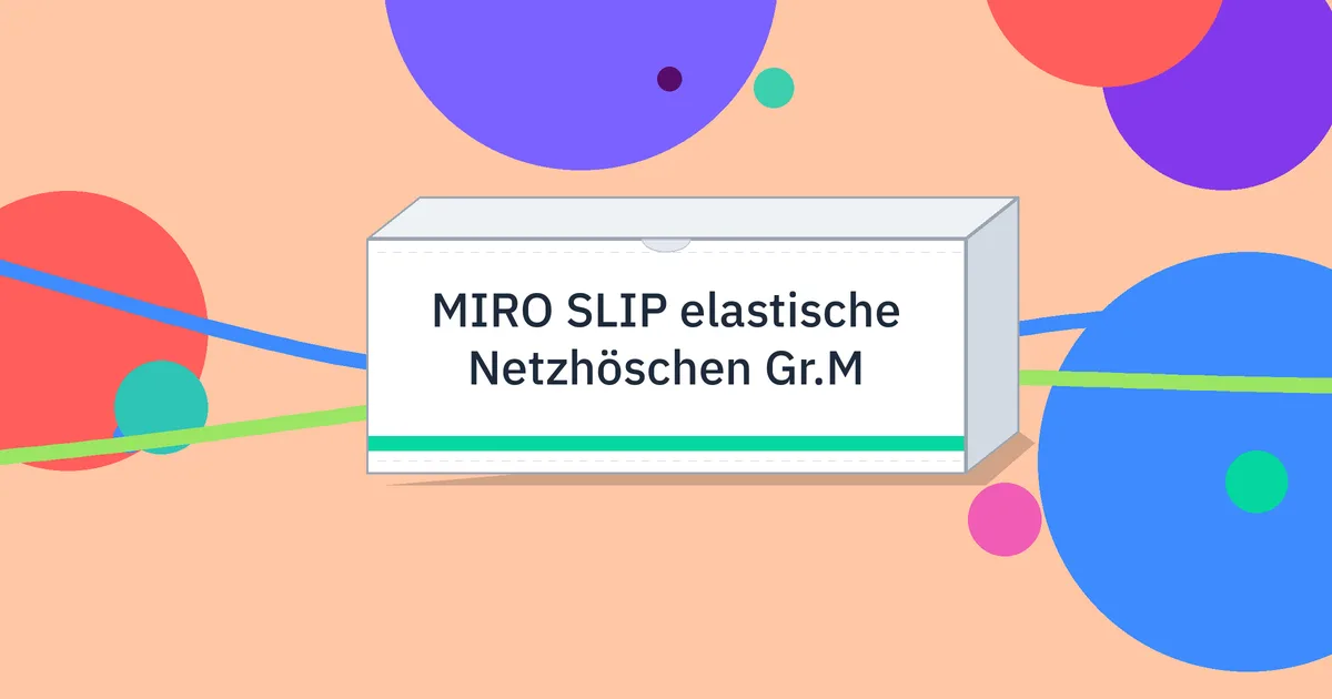 Symbolbild: Packung mit der Aufschrift MIRO SLIP elastische Netzhöschen Gr.M (PZN 00166918) – Verfügbarkeit und Bezug in Apotheken in Frankfurt am Main
