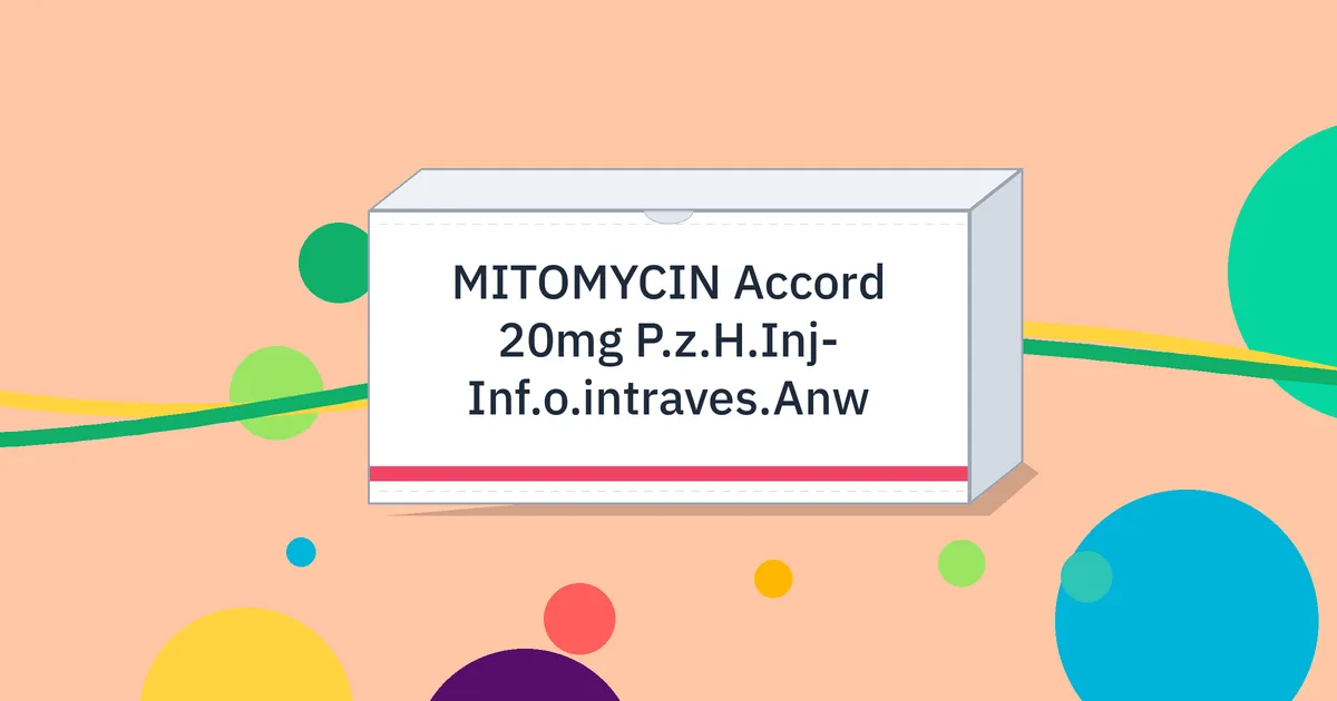 Symbolbild: Packung mit der Aufschrift MITOMYCIN Accord 20mg P.z.H.Inj-Inf.o.intraves.Anw (PZN 12366924) – Verfügbarkeit und Bezug in Apotheken in Frankfurt am Main
