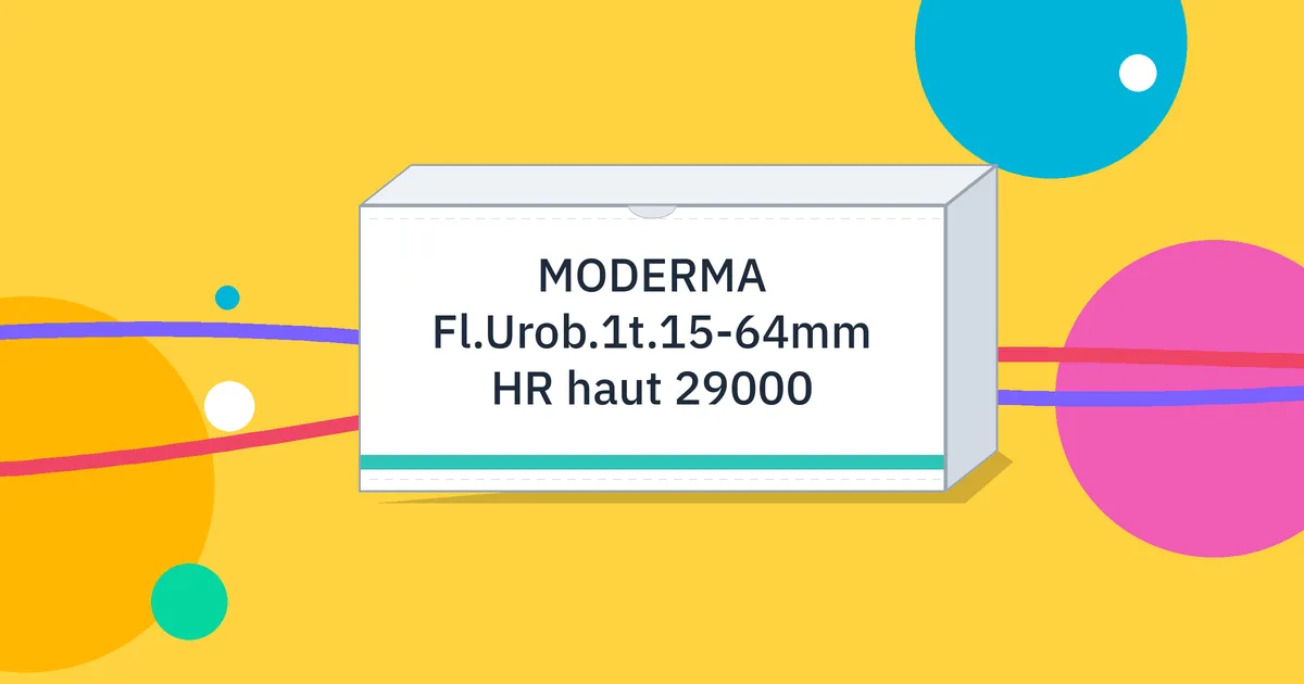 Symbolbild: Packung mit der Aufschrift MODERMA Fl.Urob.1t.15-64mm HR haut 29000 (PZN 01347467) – Verfügbarkeit und Bezug in Apotheken in Frankfurt am Main